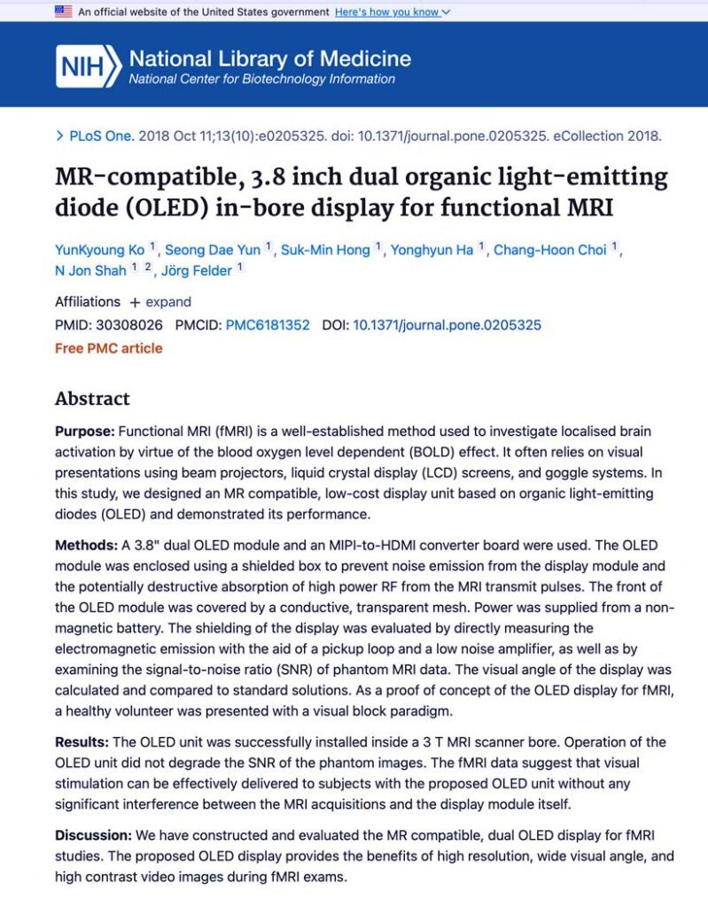 NIH Report, OLED's in MRI Machines - HinesLab